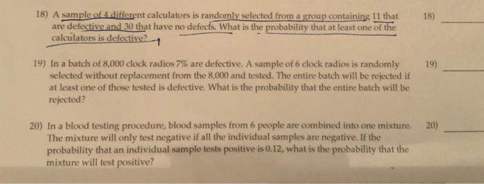 Solved 18) 18) A sample of 4 different calculators is | Chegg.com