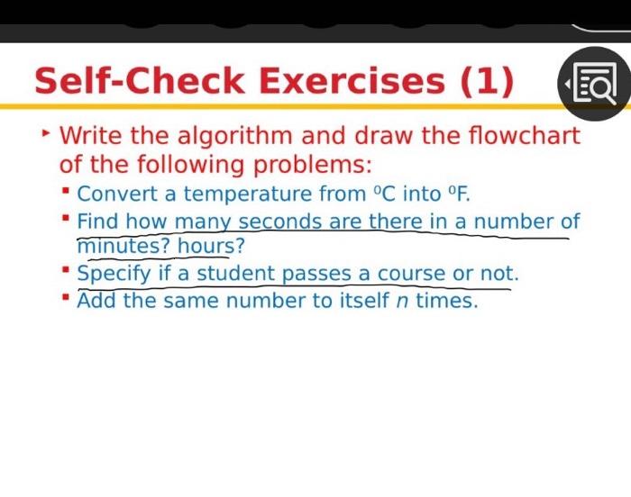 Solved 同 Self-Check Exercises (1) E → Write the algorithm | Chegg.com