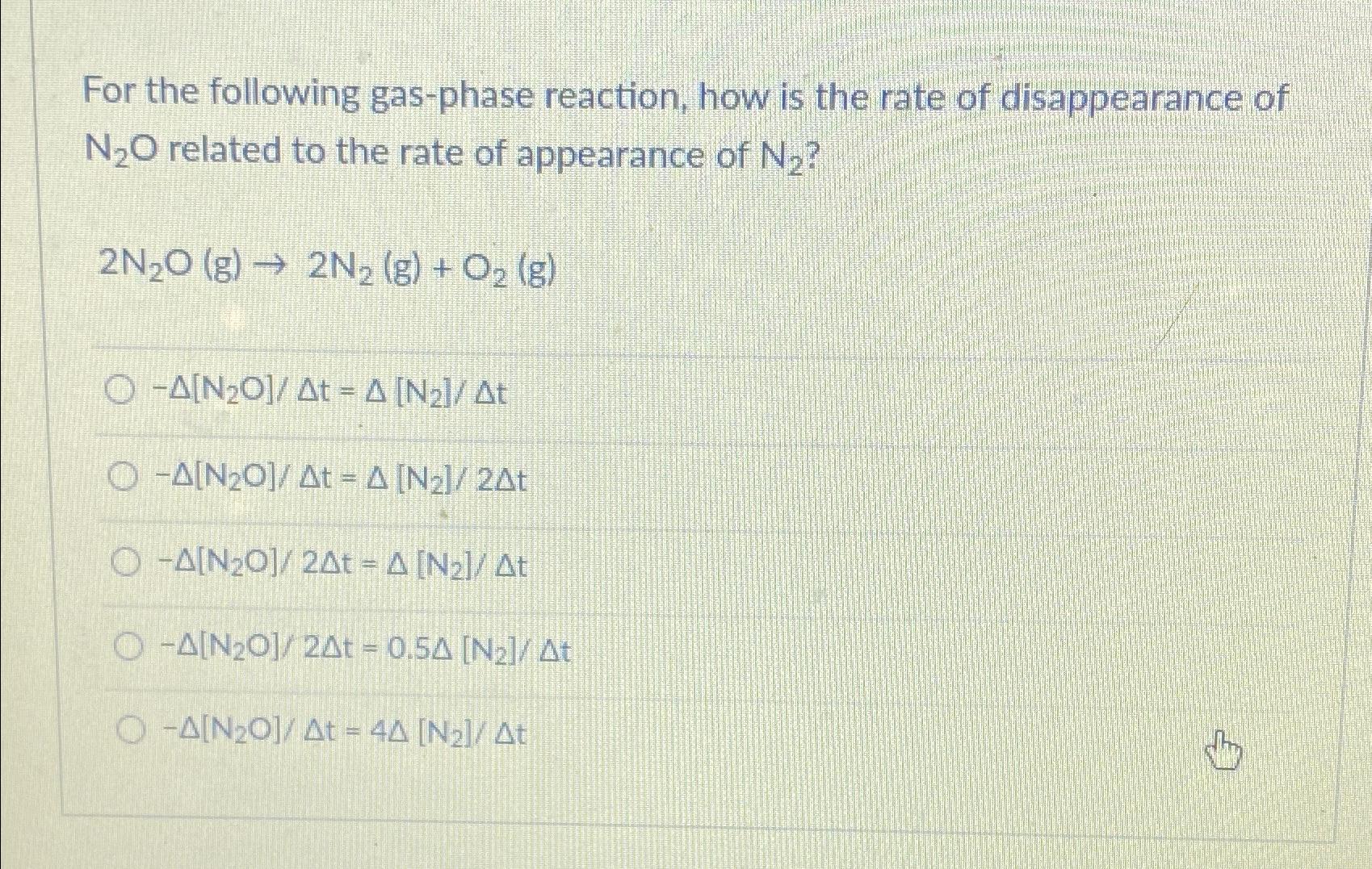 Solved For the following gas-phase reaction, how is the rate | Chegg.com
