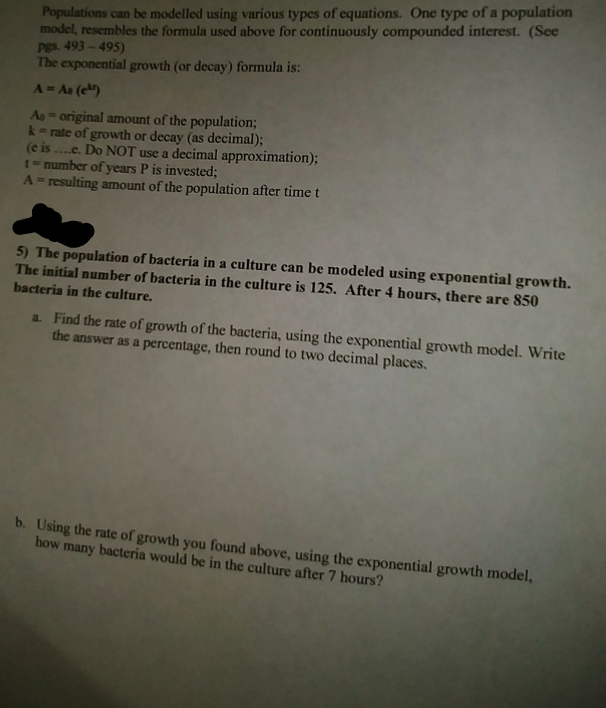 Solved Populations can be modelled using various types of | Chegg.com