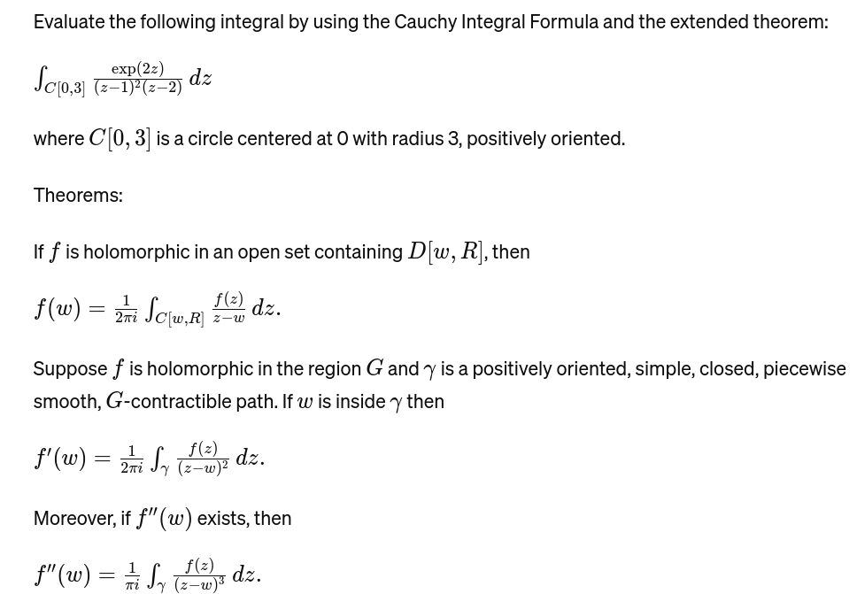 Solved Evaluate the following integral by using the Cauchy | Chegg.com