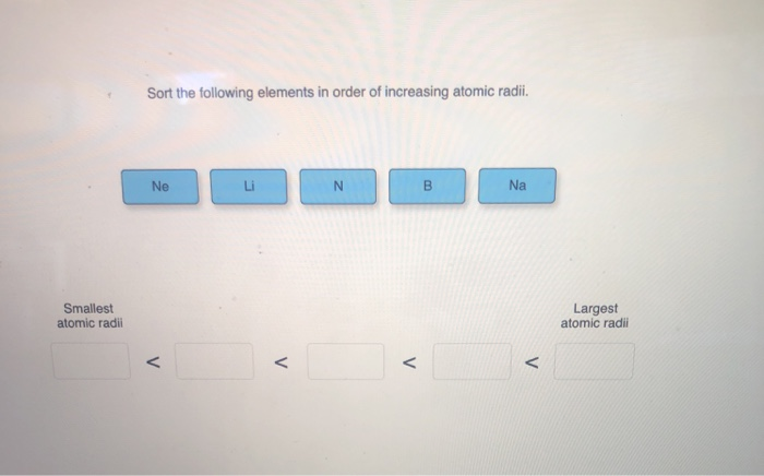 Solved Sort the following elements in order of increasing | Chegg.com