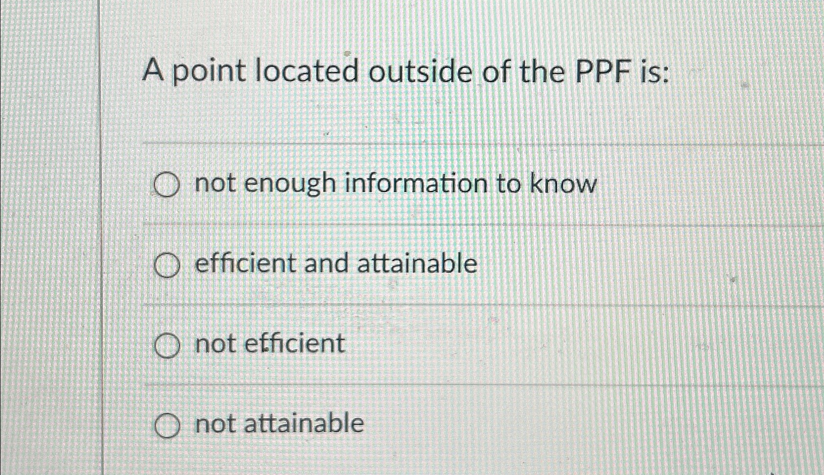 Solved A point located outside of the PPF is:not enough | Chegg.com