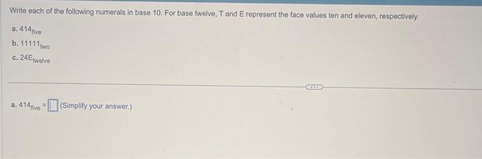 Solved Write each of the following numerals in base 10. For | Chegg.com