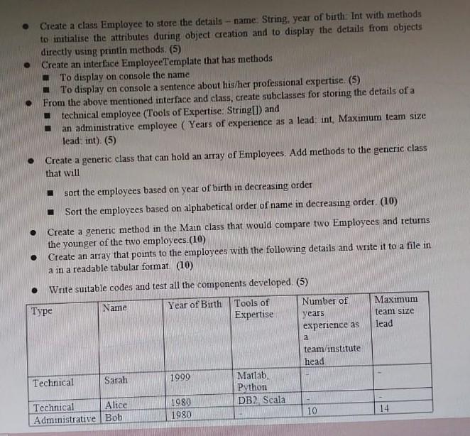 Solved - Create a class Employee to store the details - | Chegg.com