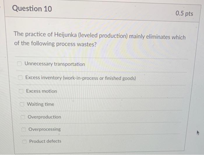 Solved The practice of Heijunka (leveled production) mainly | Chegg.com