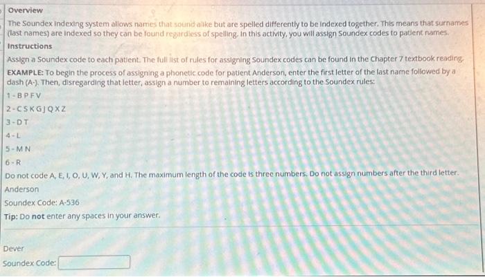 The Soundex indexing system allows names that sound | Chegg.com