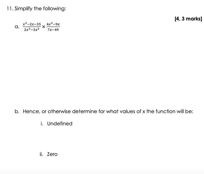 Solved 11. Simplify the following: [4,3 marks] a. | Chegg.com