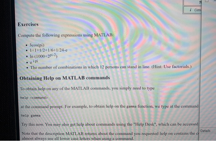 Solved i im Exercises Compute the following expressions | Chegg.com