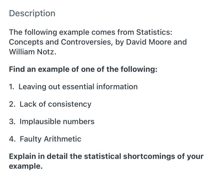 Solved Description The following example comes from | Chegg.com