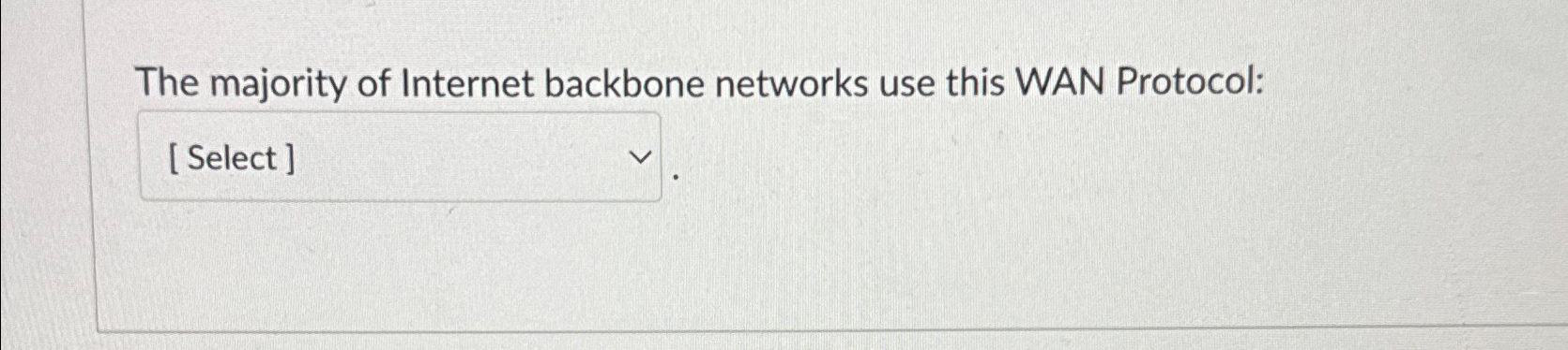 Solved The majority of Internet backbone networks use this | Chegg.com