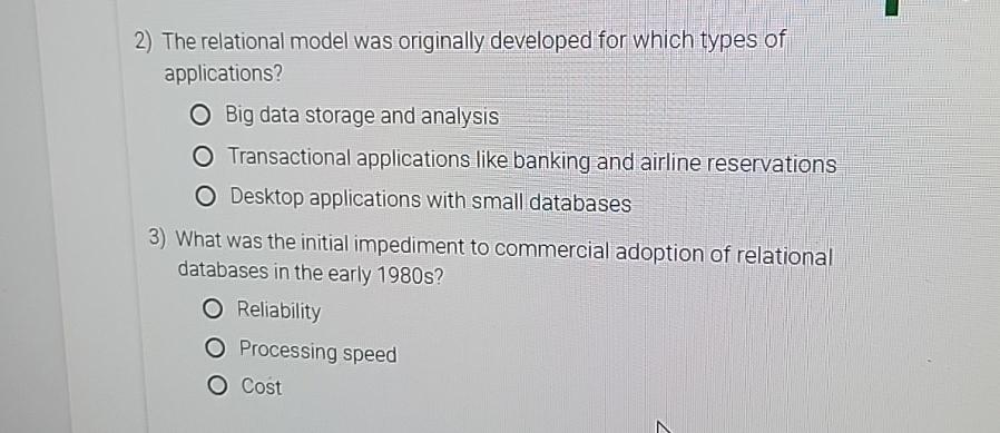 Solved The relational model was originally developed for | Chegg.com