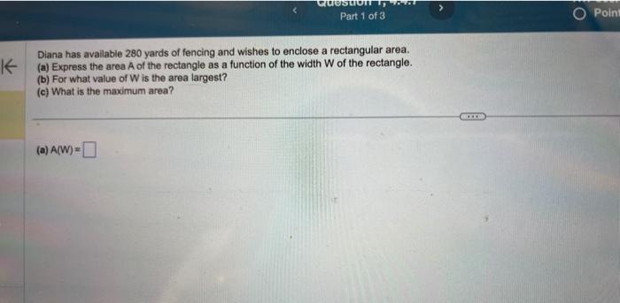 Solved Diana has avaliable 280 yards of fencing and wishes | Chegg.com