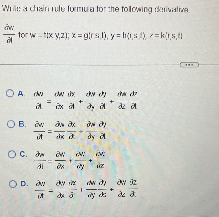 Solved Write a chain rule formula for the following | Chegg.com