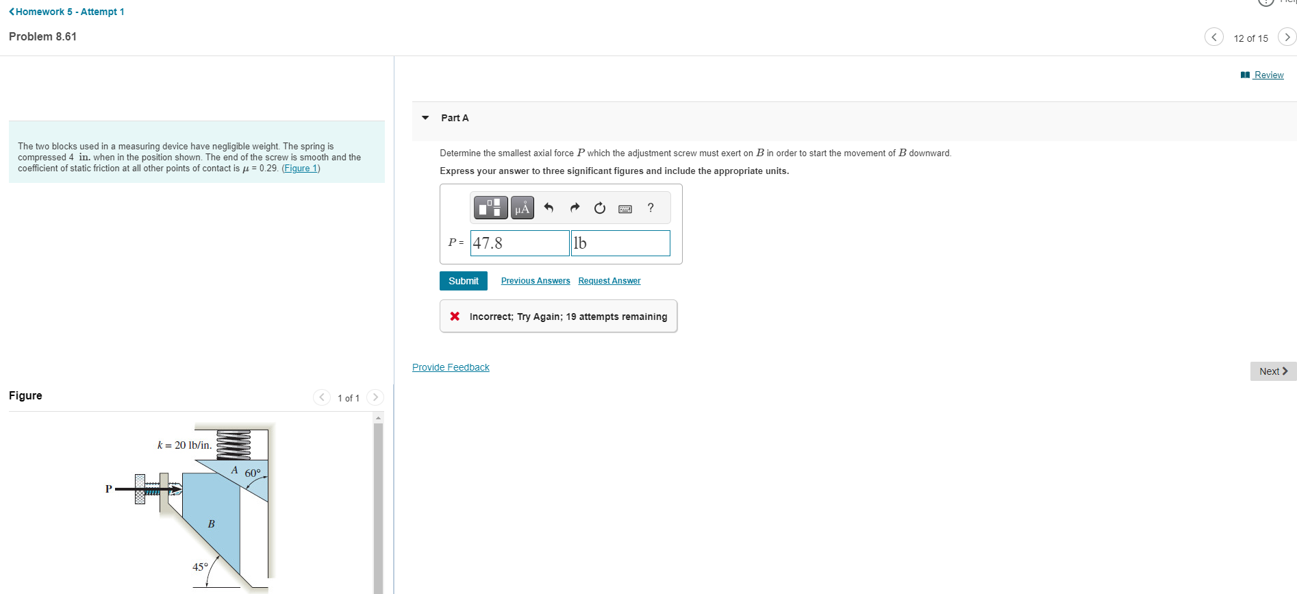 Solved Problem 8.61The two blocks used in a measuring device | Chegg.com