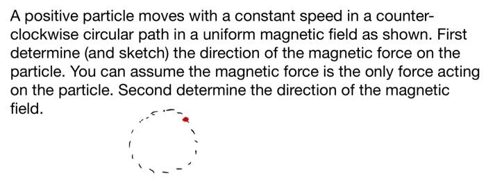 Solved A positive particle moves with a constant speed in a | Chegg.com