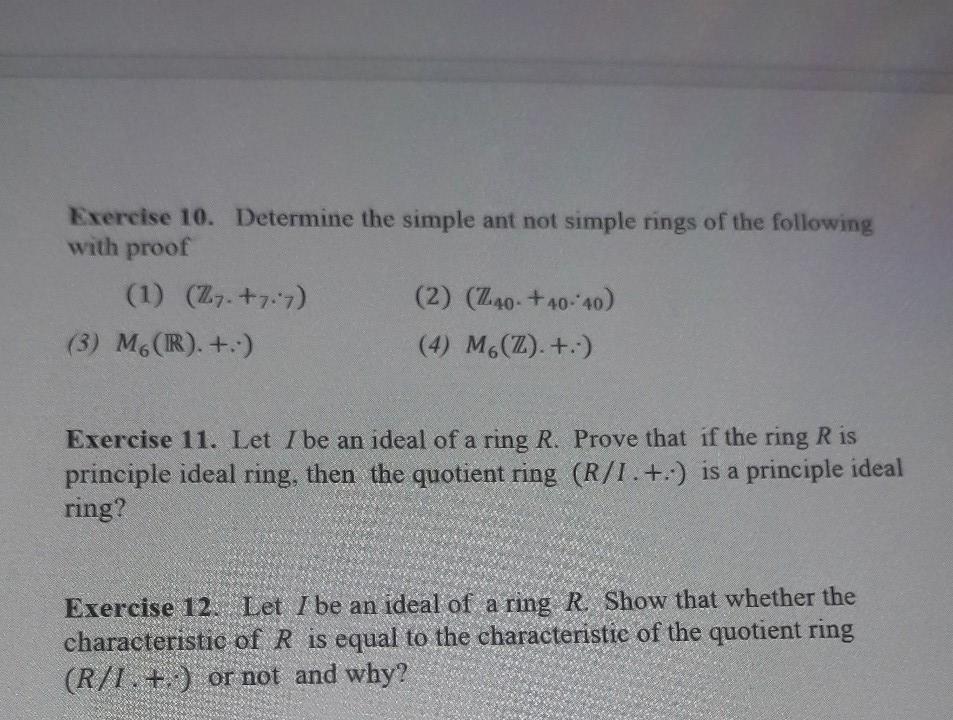 Solved Exercise 1. Let R be an integral domain. Prove that | Chegg.com