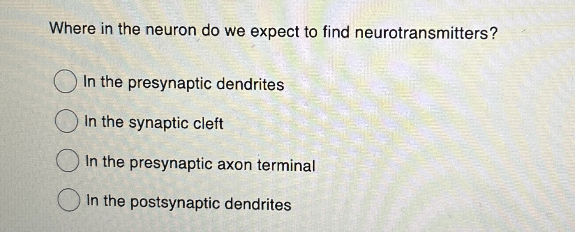Solved Where in the neuron do we expect to find | Chegg.com