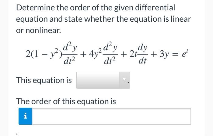 Solved Determine the order of the given differential | Chegg.com