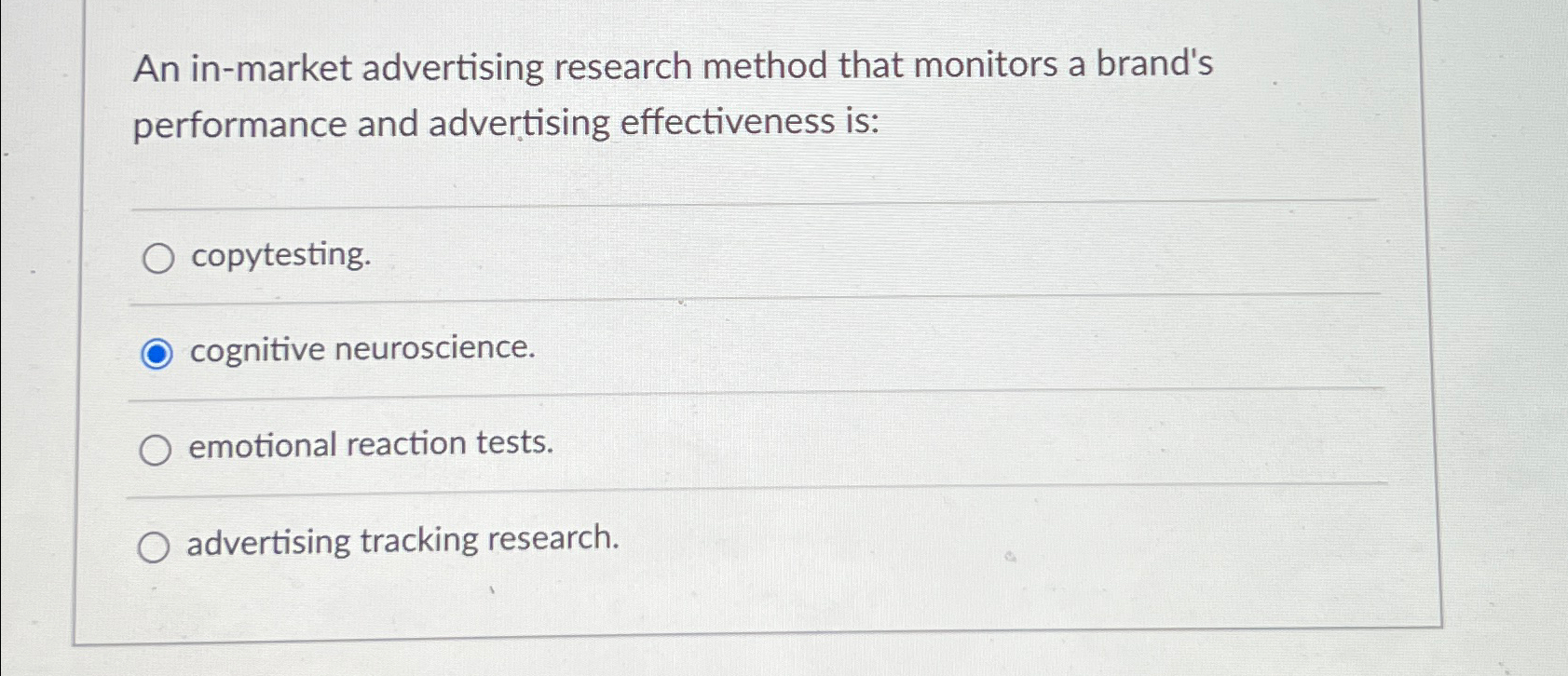 Solved An in-market advertising research method that | Chegg.com