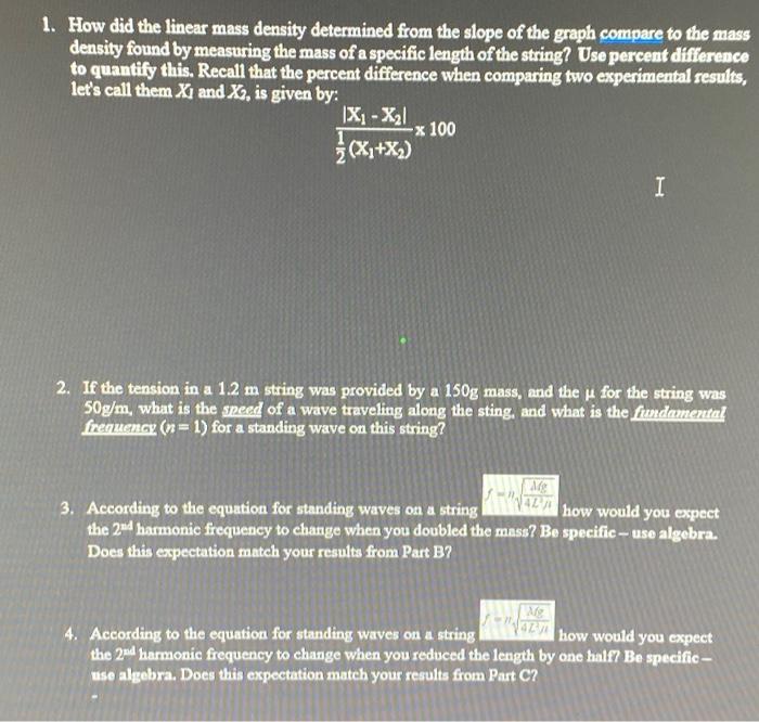 Solved 1. How did the linear mass density determined from | Chegg.com