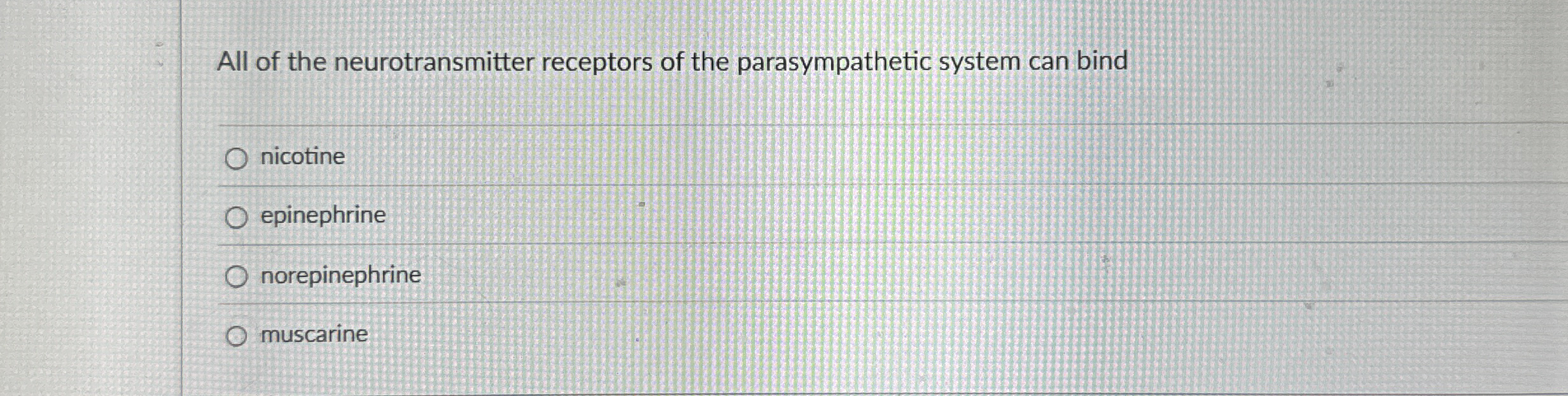Solved All of the neurotransmitter receptors of the | Chegg.com