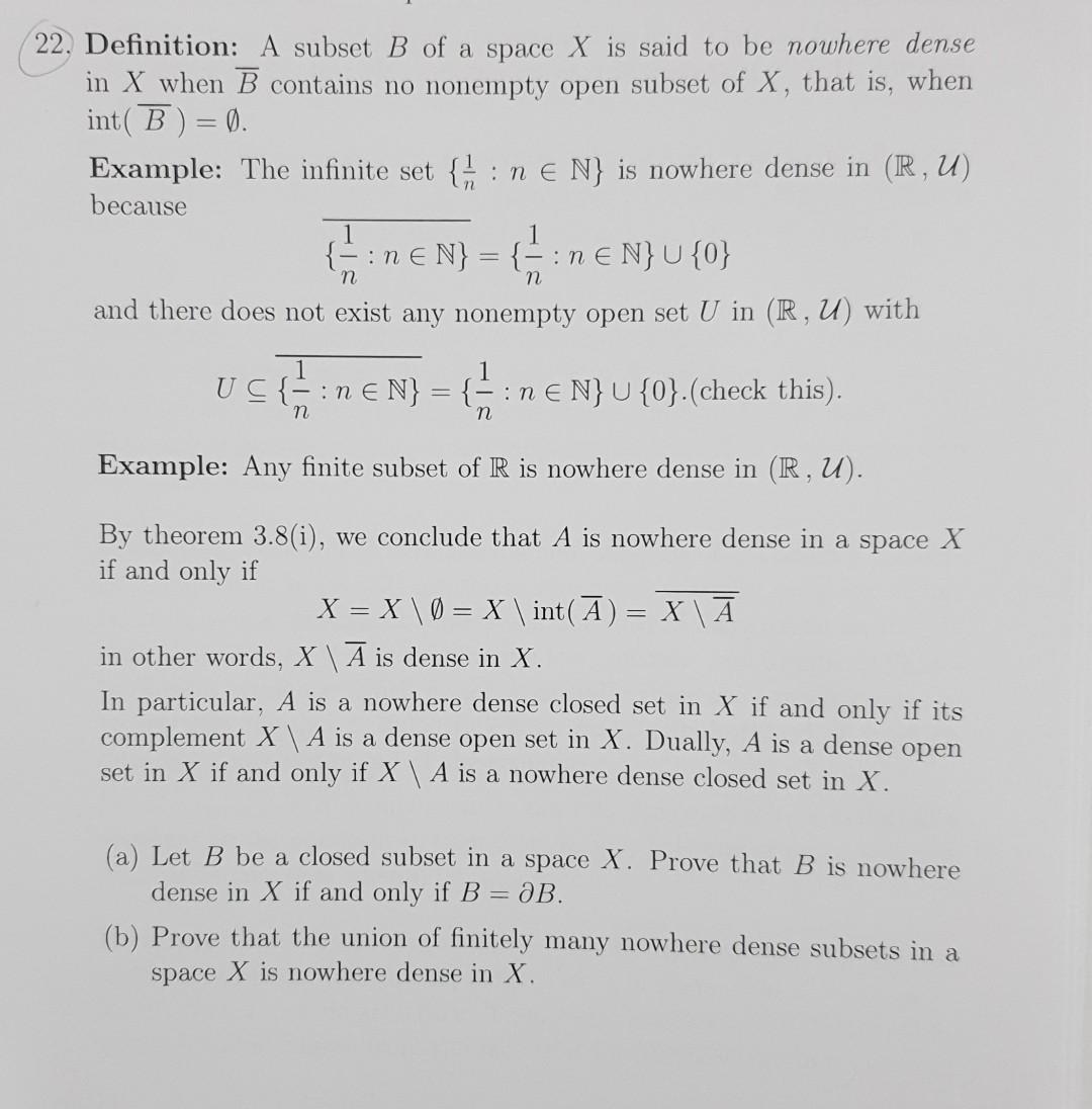 Solved 2. Definition: A subset B of a space X is said to be | Chegg.com