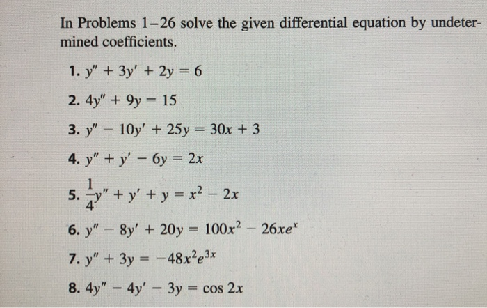 Solved In Problems 1-26 solve the given differential | Chegg.com
