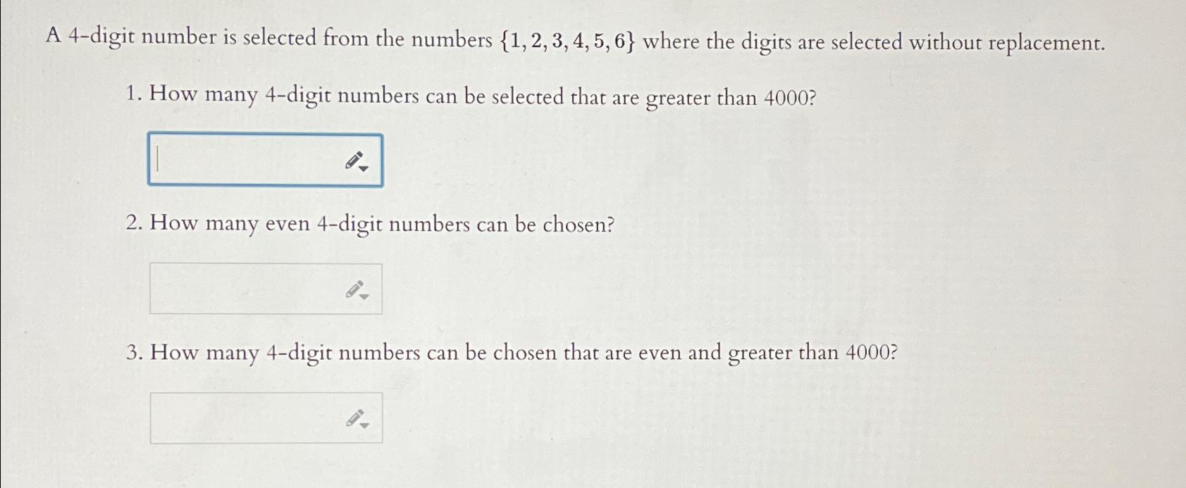 Solved A 4-digit number is selected from the numbers | Chegg.com