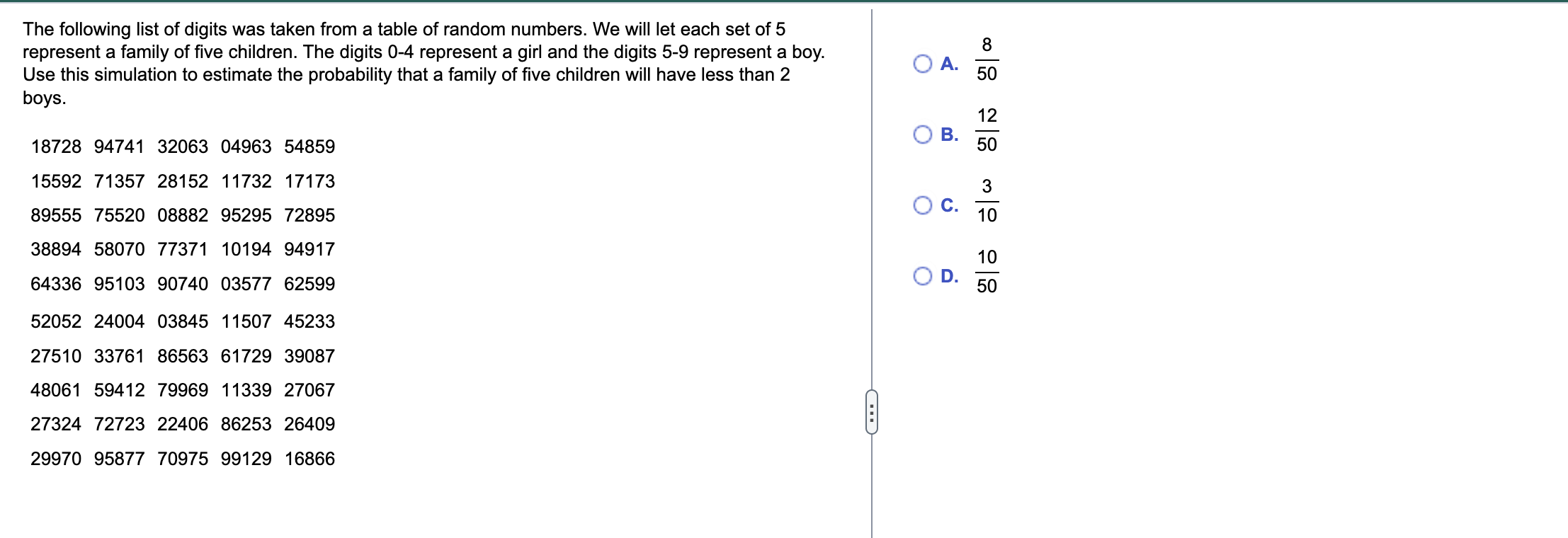 The following list of digits was taken from a table | Chegg.com