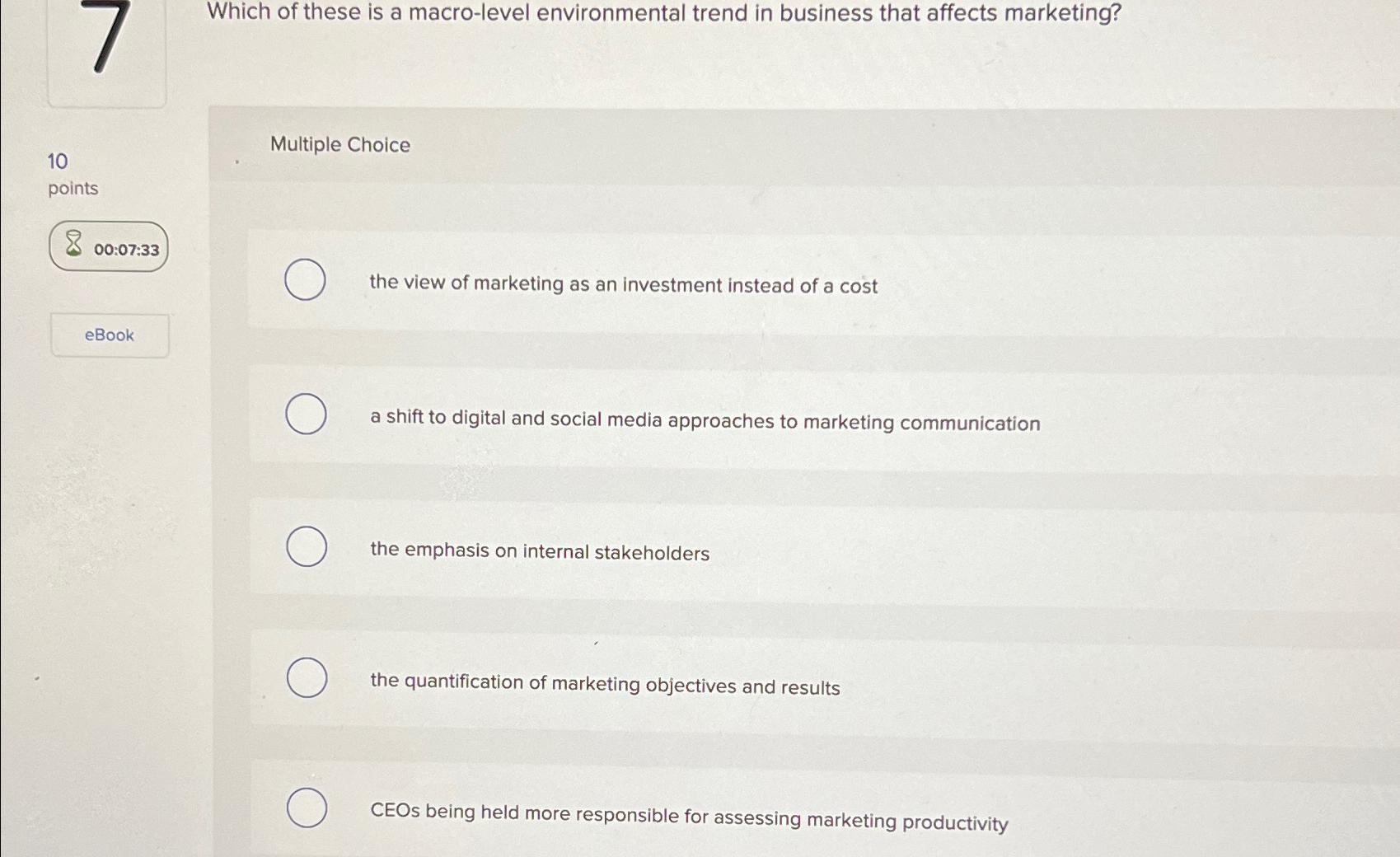 Solved Which of these is a macro-level environmental trend | Chegg.com