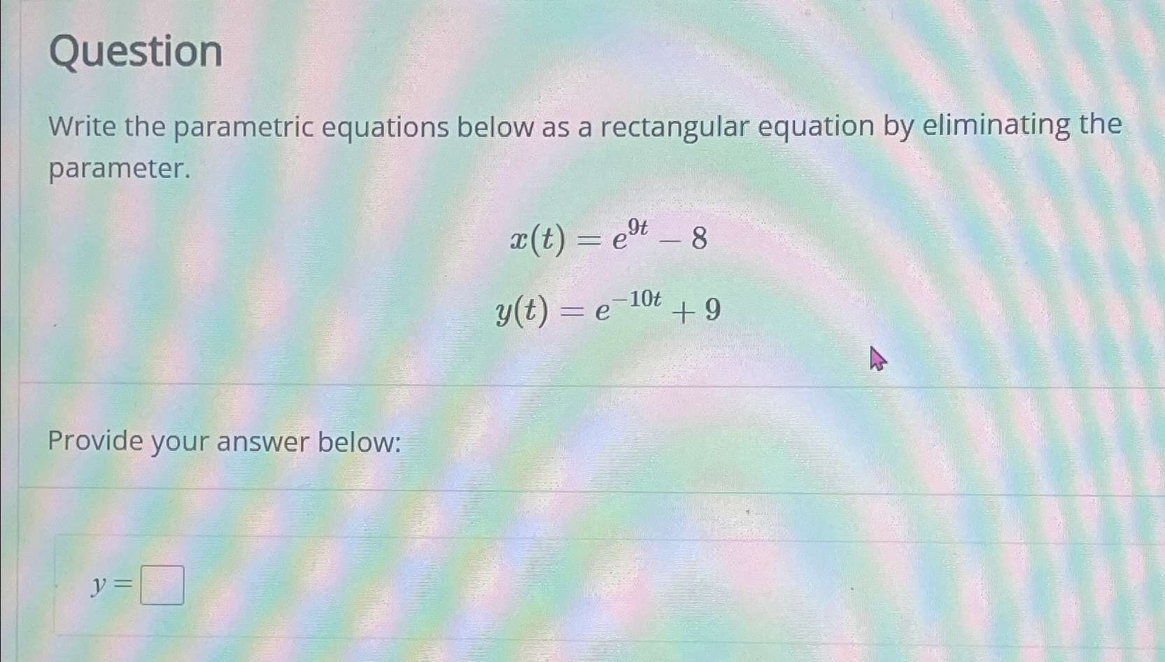 Solved QuestionWrite the parametric equations below as a | Chegg.com