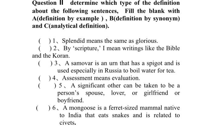 Solved Critical thinking - types of definition ~ definition | Chegg.com
