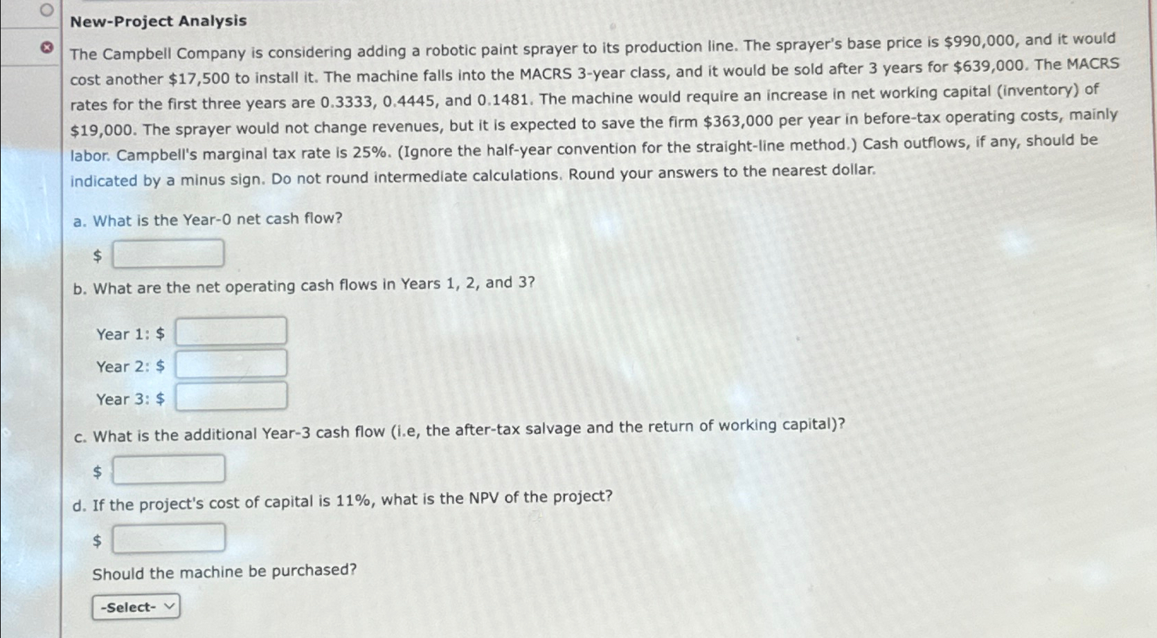 Solved New-Project AnalysisThe Campbell Company is | Chegg.com