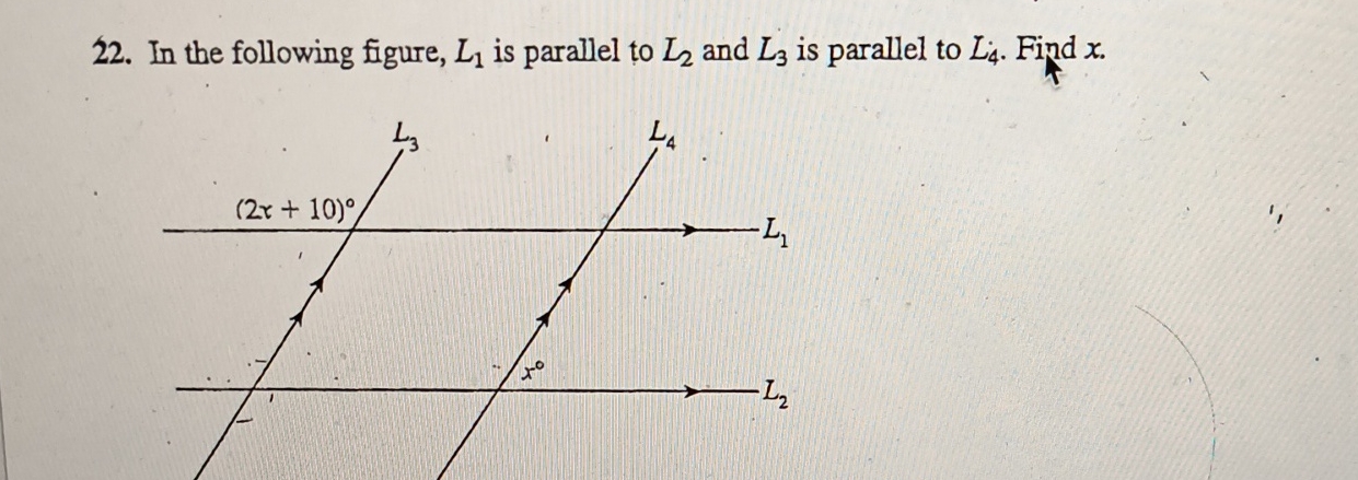 Solved In the following figure, L1 ﻿is parallel to L2 ﻿and | Chegg.com
