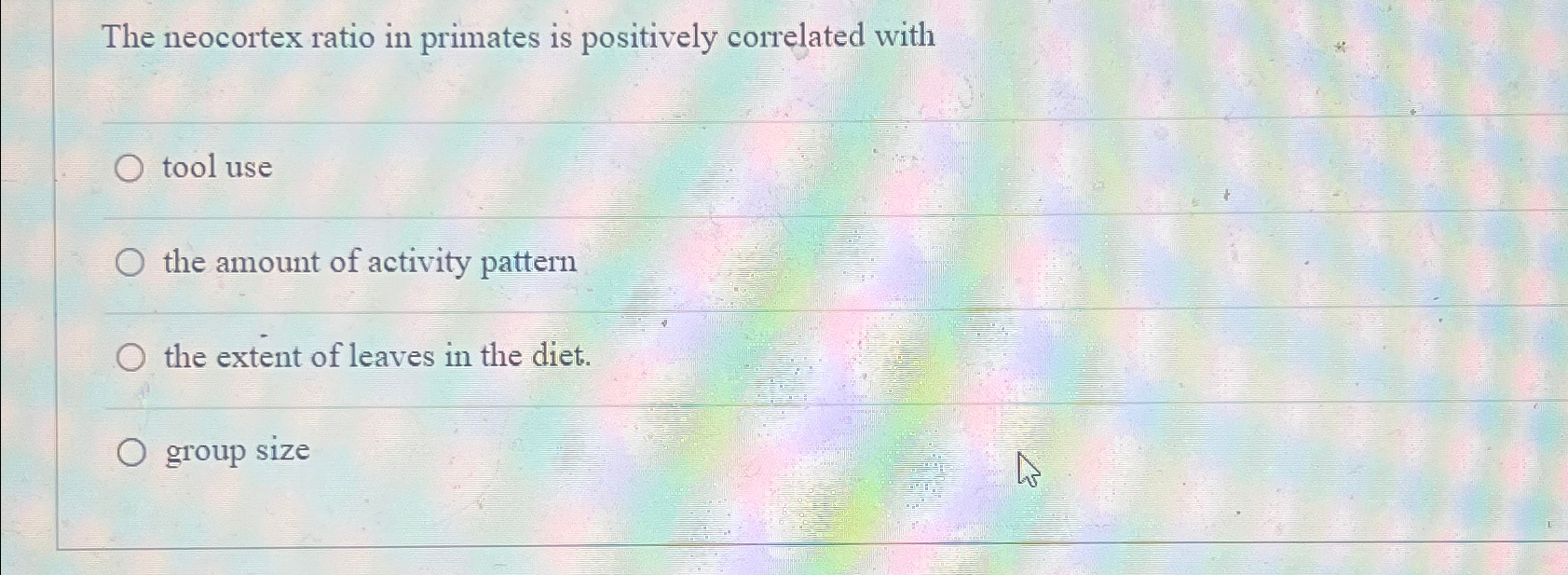 Solved The neocortex ratio in primates is positively | Chegg.com