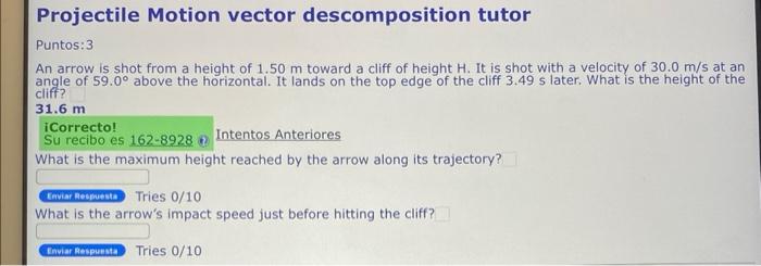 Solved Projectile Motion vector descomposition tutor Puntos: | Chegg.com