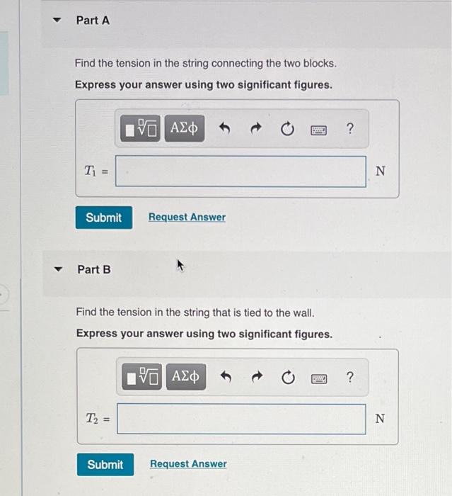 Solved In the figure we see two blocks connected by a string | Chegg.com