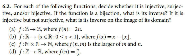 Solved 6.2. For each of the following functions, decide | Chegg.com