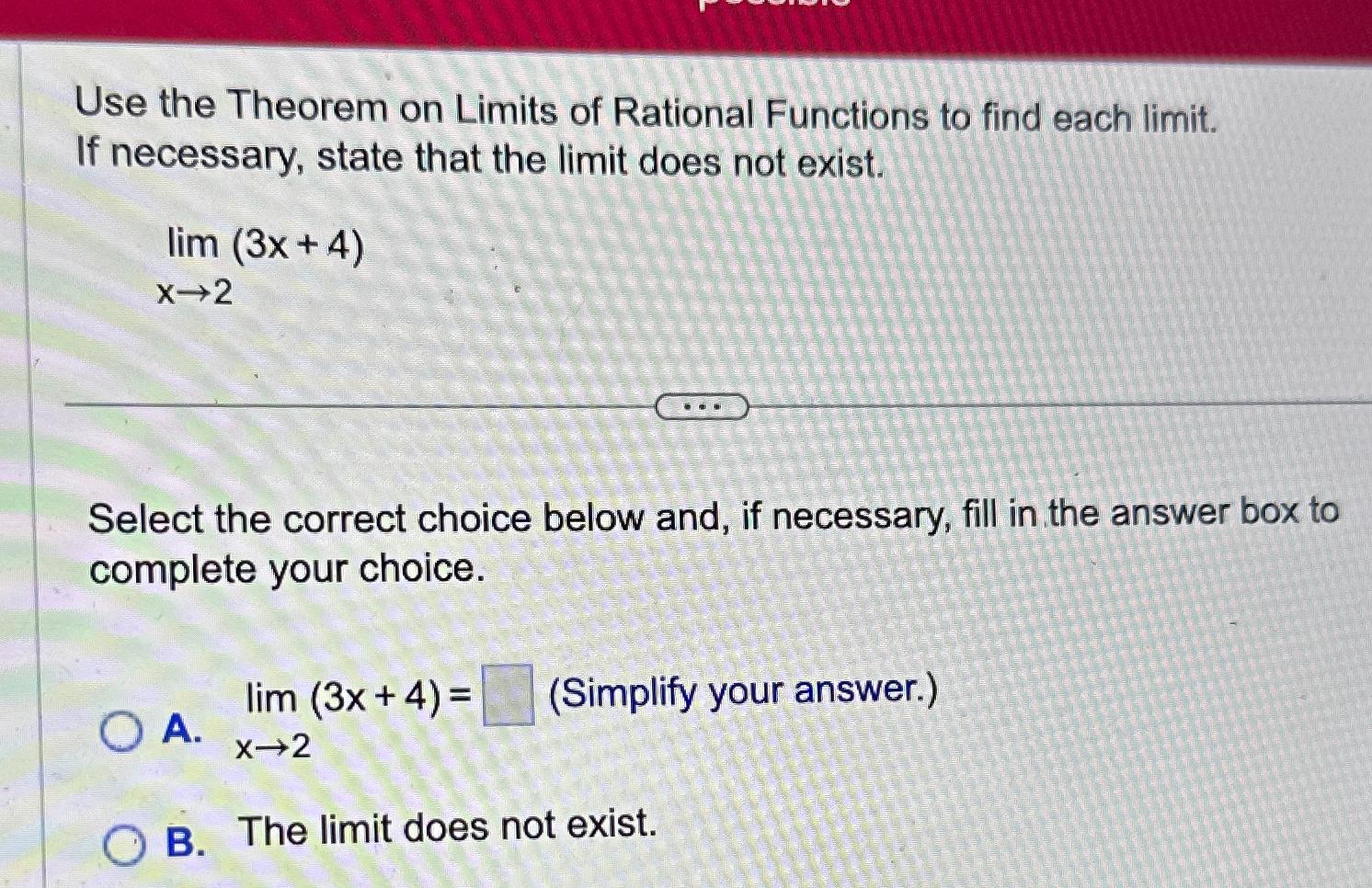 Solved Use the Theorem on Limits of Rational Functions to | Chegg.com