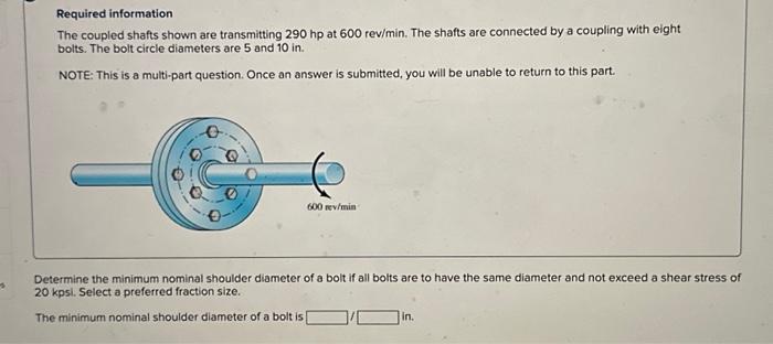 Solved Required information The coupled shafts shown are | Chegg.com