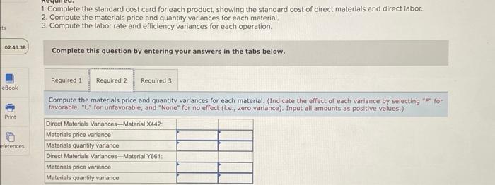 Solved Complete the standard cost card for each product, | Chegg.com