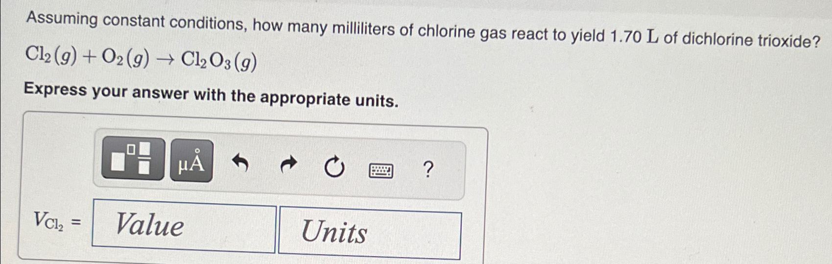 Solved Assuming constant conditions, how many milliliters of | Chegg.com