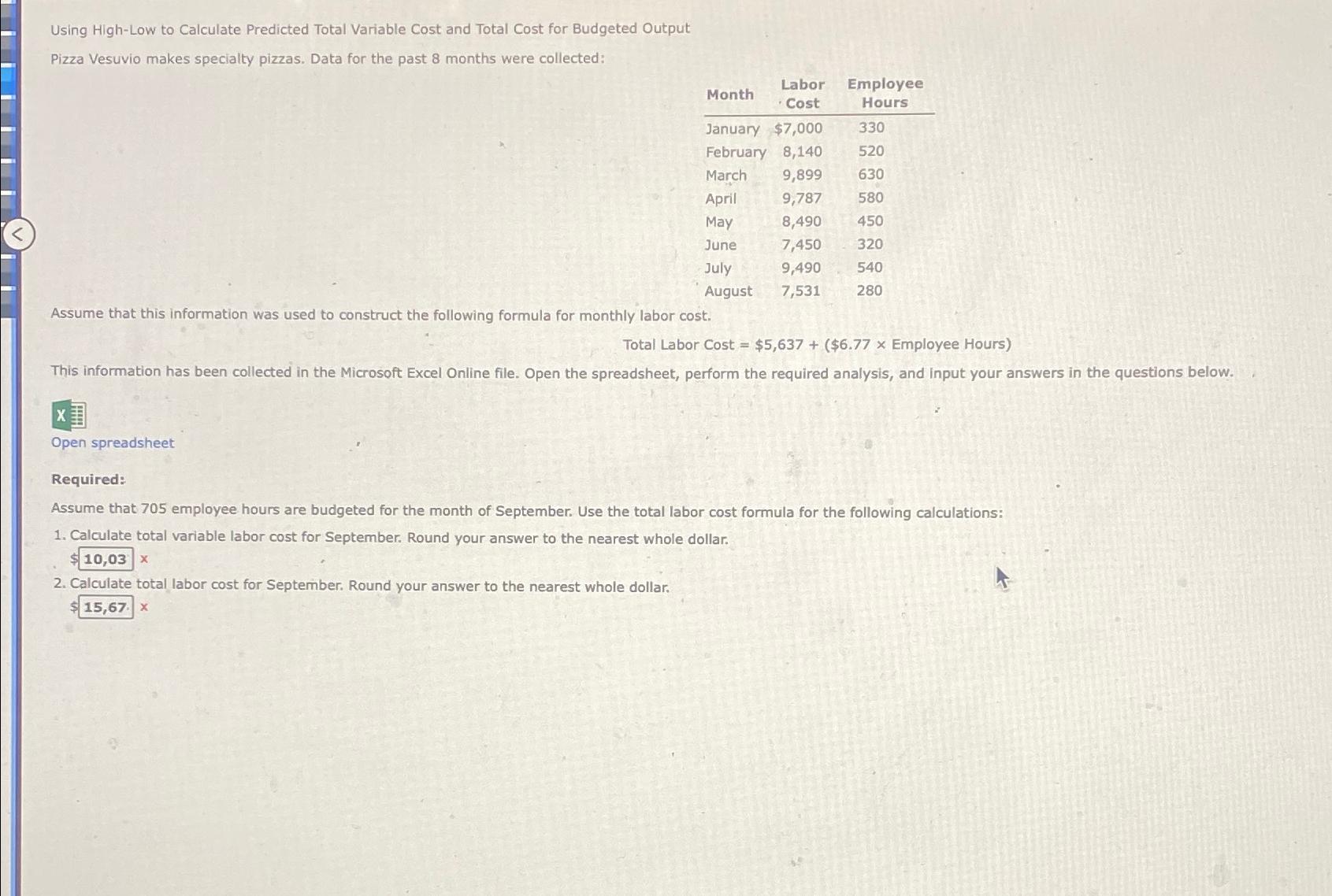 Solved Using High-Low to Calculate Predicted Total Variable | Chegg.com