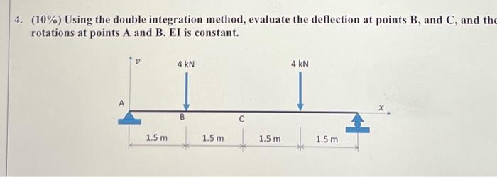 Solved 4. (10\%) Using the double integration method, | Chegg.com