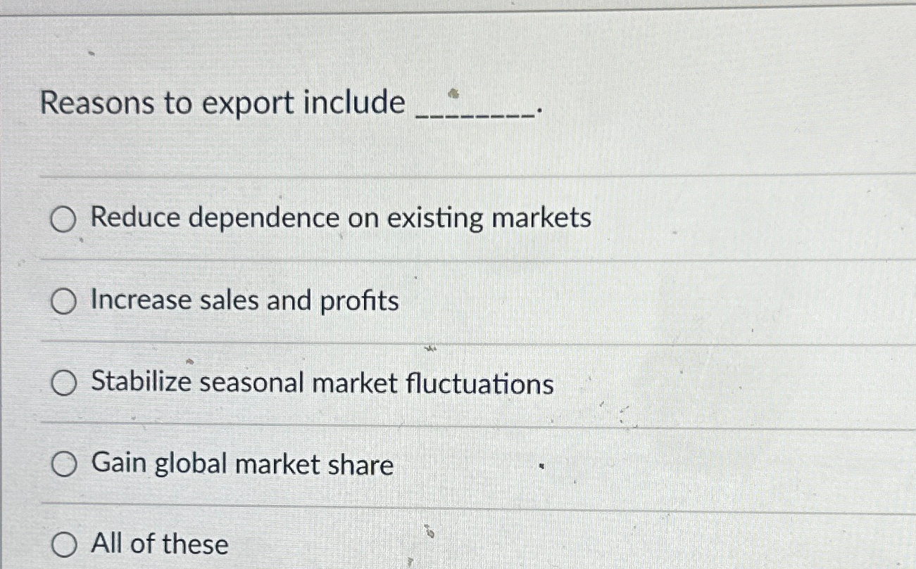 Solved Reasons to export includeReduce dependence on | Chegg.com