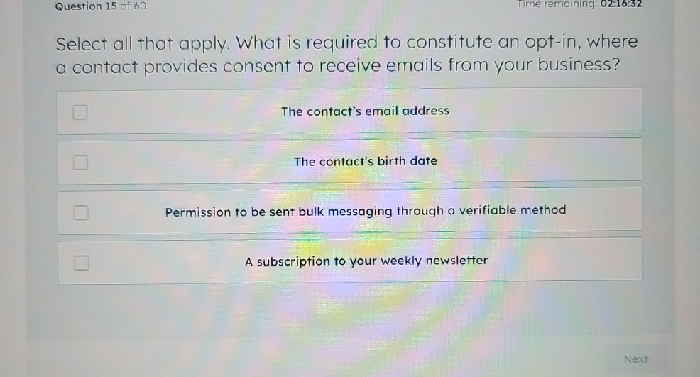 Solved Question 15 ﻿of 60Time remaining: 02:16:32Select all | Chegg.com