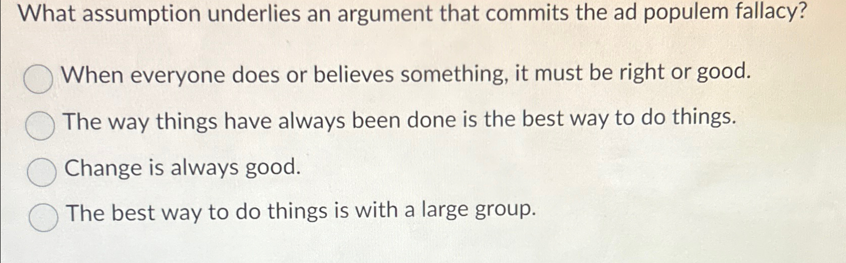 Solved What assumption underlies an argument that commits | Chegg.com