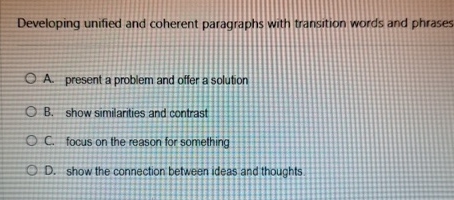 Solved Developing unified and coherent paragraphs with | Chegg.com