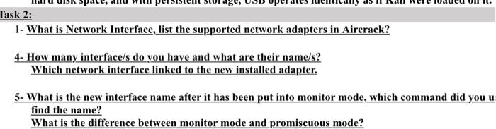 Solved Task 2: 1- What is Network Interface, list the | Chegg.com